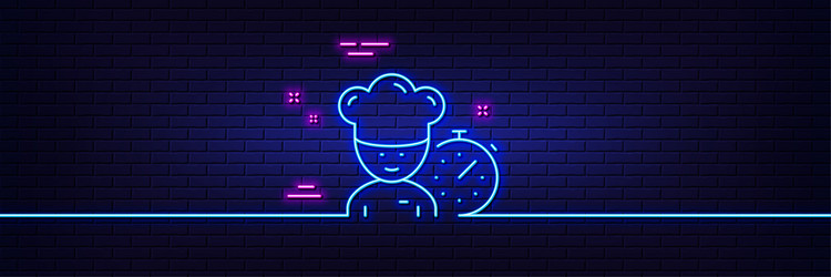 Chef time line icon chief-cooker sign neon light Vector Image