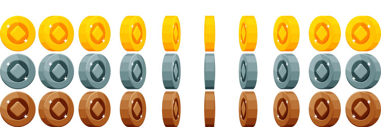 Crown coin with spinning animation Royalty Free Vector Image