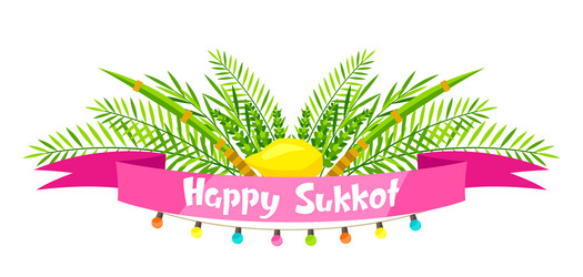 Happy sukkot greeting card holiday background Vector Image