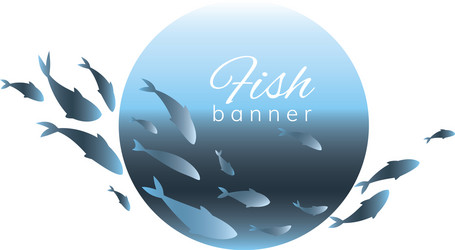 Dynamic flock fish school logo design Royalty Free Vector