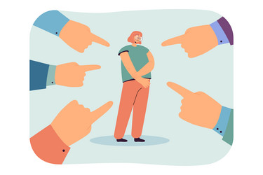 Fingers pointing at sad depressed girl Royalty Free Vector