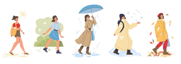 Flat cartoon characters set Royalty Free Vector Image