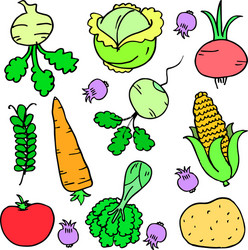 Vegetable set doodles Royalty Free Vector Image