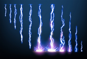 Lightning animation set with sparks electricity Vector Image