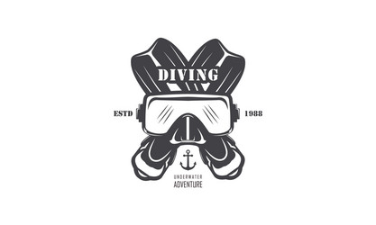 Scuba diving logo branding identity Royalty Free Vector