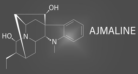 Ajmaline molecule skeletal formula Royalty Free Vector Image