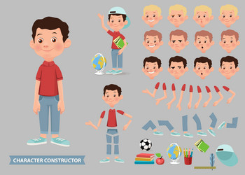 Cartoon character boy constructor creation mascot Vector Image