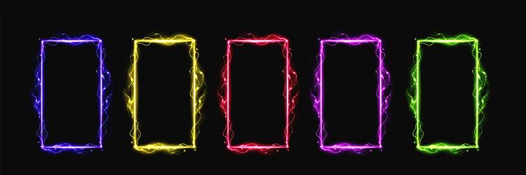 Neon lightning effect electric glow frame Vector Image