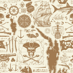 Hand drawn pirate seamless pattern Royalty Free Vector Image