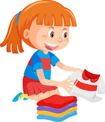 Little Girl Folding Clothes Vector Images (70)