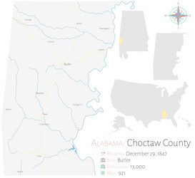 Map of choctaw county in alabama Royalty Free Vector Image