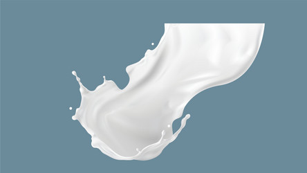 Realistic milk flow in glass and splash Royalty Free Vector