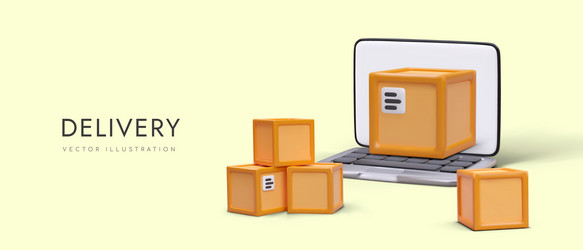 Delivery concept realistic open laptop boxes Vector Image