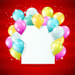 Blank white card with balloons Royalty Free Vector Image