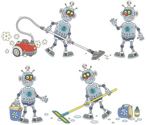 Cartoon set of a funny robot Royalty Free Vector Image