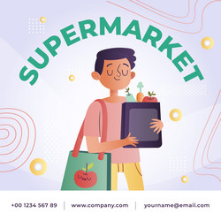 Gradient supermarket sale post stories template Vector Image