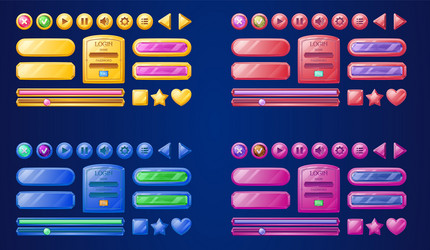 Game button gold frame ui cartoon fantasy design Vector Image