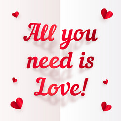 Realistic paper love sign in folded hearts Vector Image