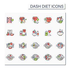Dash diet color icons set Royalty Free Vector Image