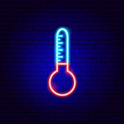 Hot thermometer neon sign Royalty Free Vector Image