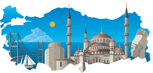 Turkish famous landmarks Royalty Free Vector Image