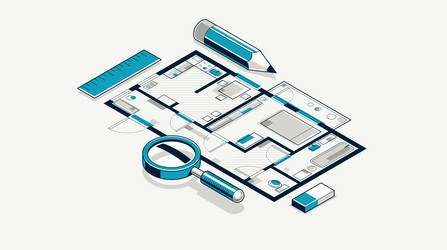 Floorplan drawing with pencil flat plan Royalty Free Vector