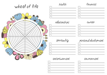 Printable a4 paper sheet with wheel life Vector Image