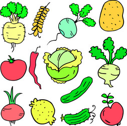 Vegetable set doodles Royalty Free Vector Image