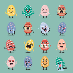 Egg icon set cheerful eggshell characters Vector Image