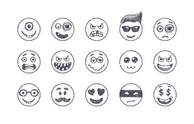 Set of hand drawn emoji Royalty Free Vector Image