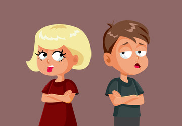 Siblings screaming at each other cartoon Vector Image