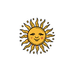 Sun hand-drawn comic doodle style cartoon Vector Image