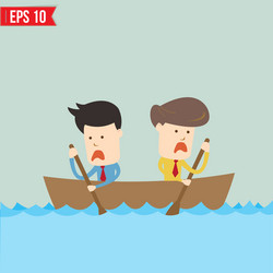 Cartoon business man rowing a boat Royalty Free Vector Image