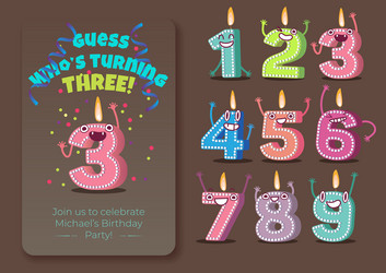 Cute and funny colorful 3 number characters Vector Image