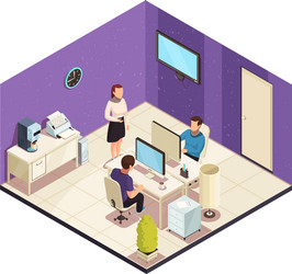 Isometric interior office workplace composition Vector Image
