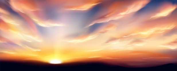 Realistic sunset sky with clouds Royalty Free Vector Image