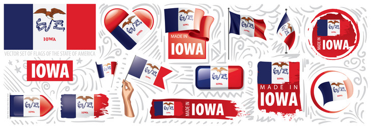 Flags of iowa collection of iowa Royalty Free Vector Image