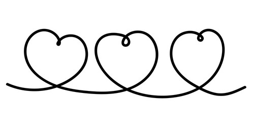 Continuous line three hearts hearts Royalty Free Vector Continuous line three hearts hearts Royalty Free Vector