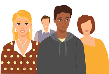 Multiethnic group of people standing together Vector Image