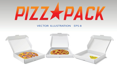 Pizza box design unwrap fastfood package Vector Image