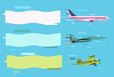 Banners with planes flying airplanes banner Vector Image