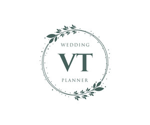 Vt initials letter wedding monogram logos Vector Image