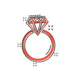 Cartoon engagement ring with diamond icon Vector Image