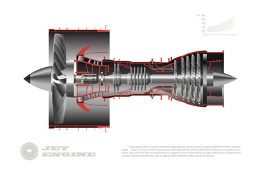 Realistic 3d detailed white jet engine set Vector Image