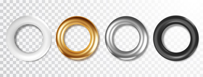 Gold torus shapes set isolated on white Royalty Free Vector