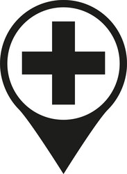 Colorful cartoon hospital map sign Royalty Free Vector Image