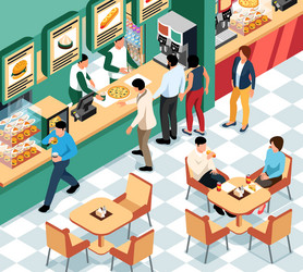 Food court isometric set Royalty Free Vector Image