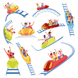 Roller coaster happy people rollercoaster Vector Image