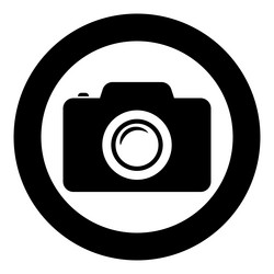 Camera lens photo equipment icon black color flat Vector Image