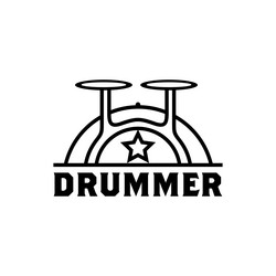 Drummer logo design for percussion music music Vector Image